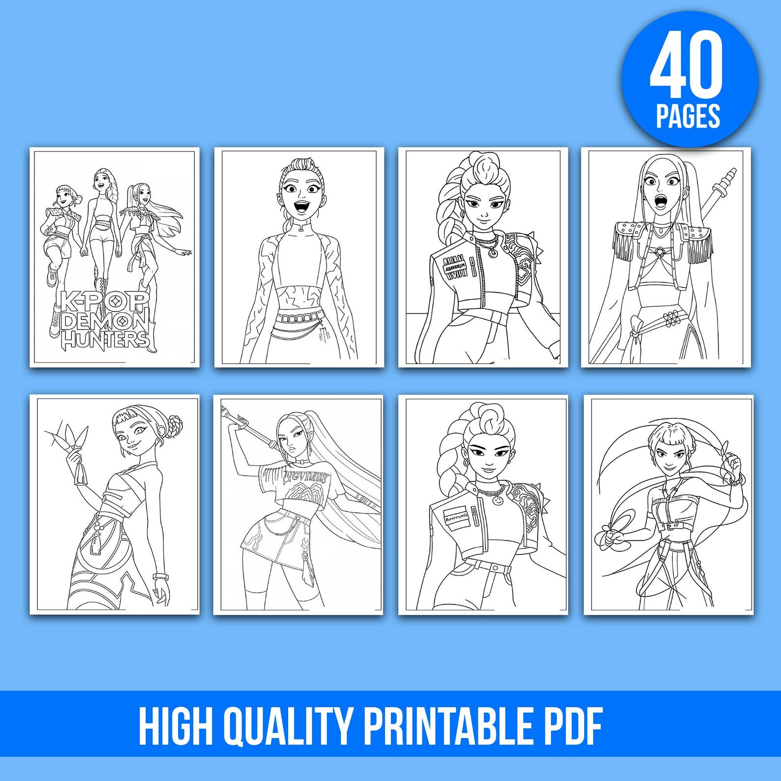 Demon Hunters Kpop Coloring Pages, Huntrix Saja Boys Coloring Book ...