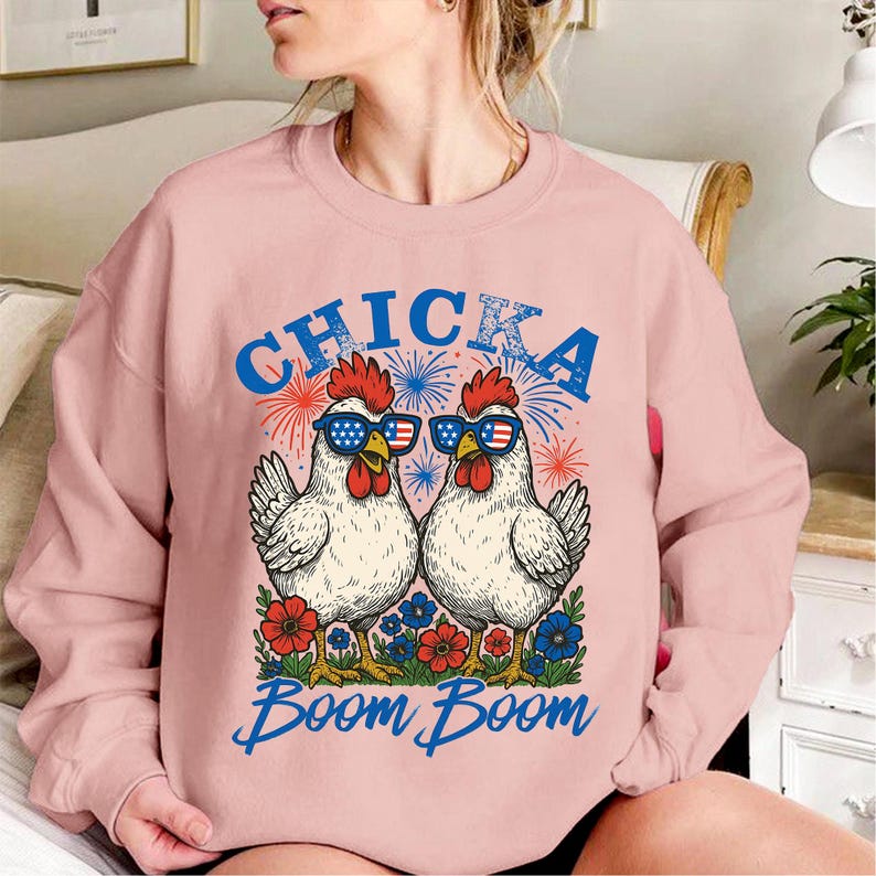 Chicka Boom Boom PNG: Patriotic Chicken 4th of July Design (digital ...
