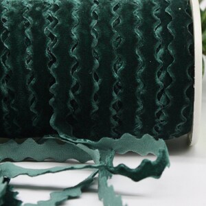 Green Velvet Rick Rack Ribbon 3/8 Wide by the Yard, Velvet Ric Rac Tri ...