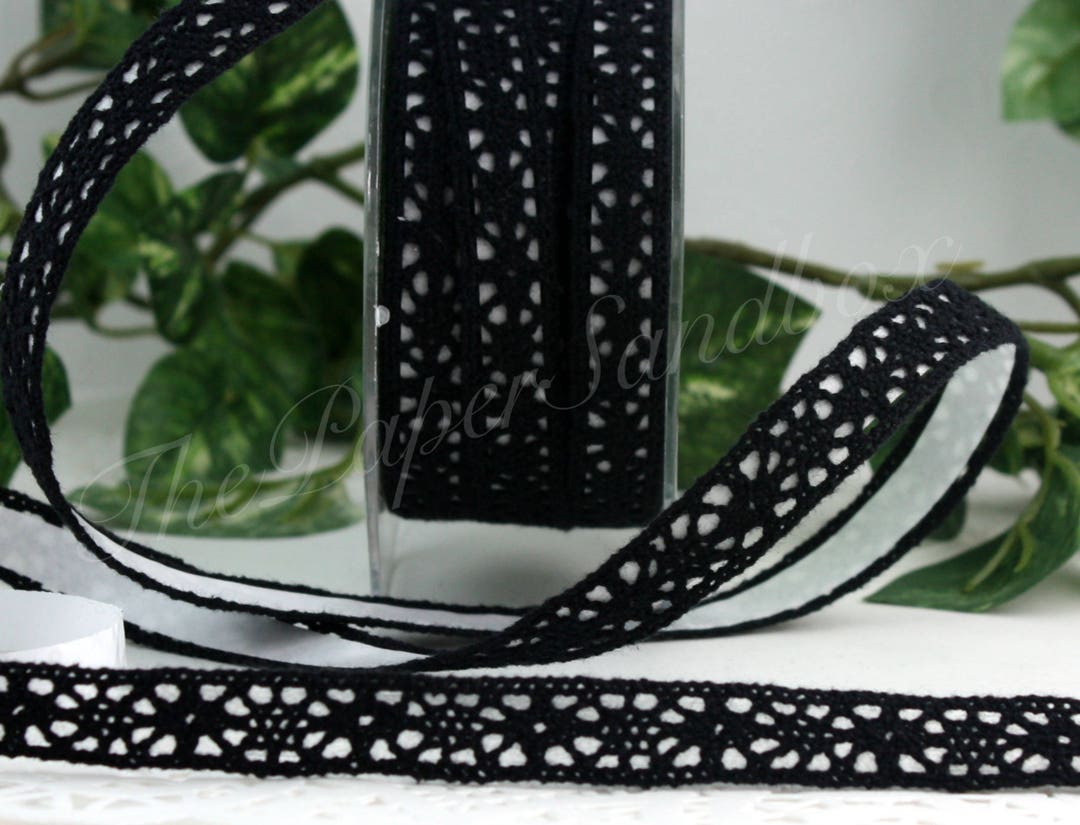 Black Stick on Lace Ribbon, Adhesive Lace Trim 1/2” Wide by the Yard - Etsy