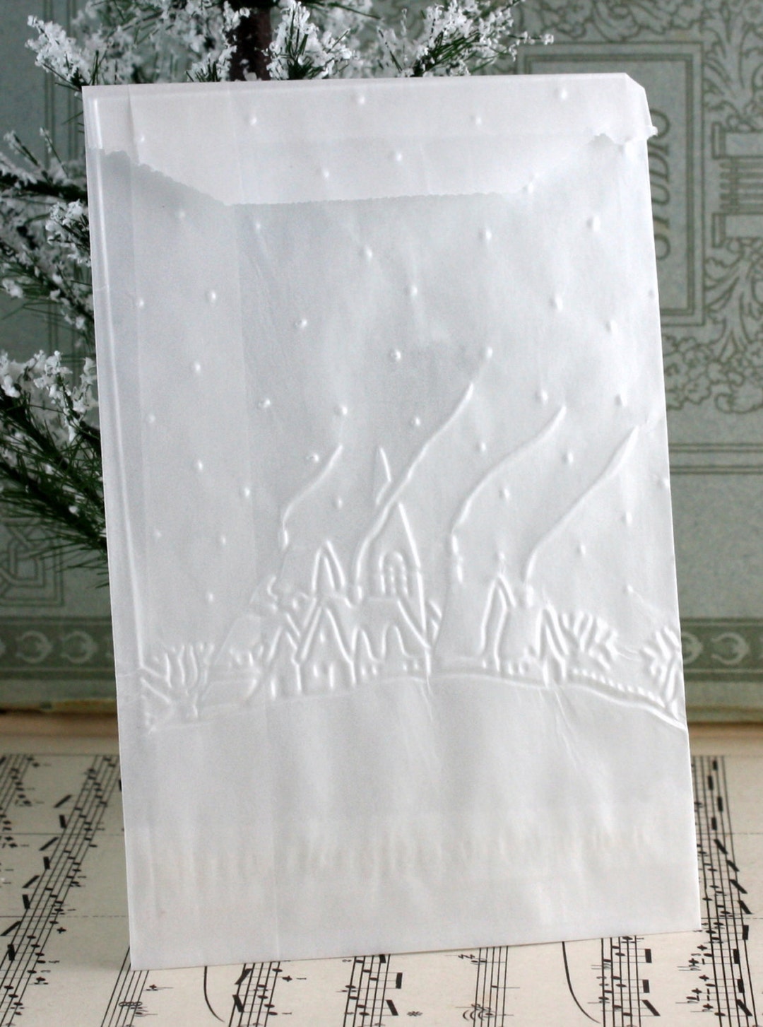 20 Snow Village Embossed Paper Bags Choice of Size/style - Etsy