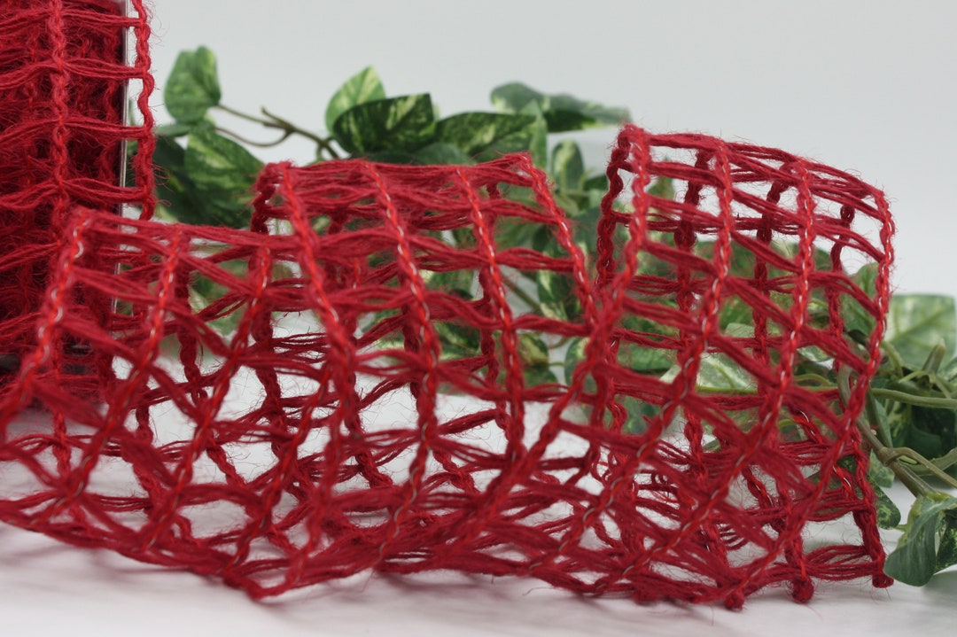 Wired Red Windowpane Burlap Ribbon 2.5 Wide BY THE YARD - Etsy