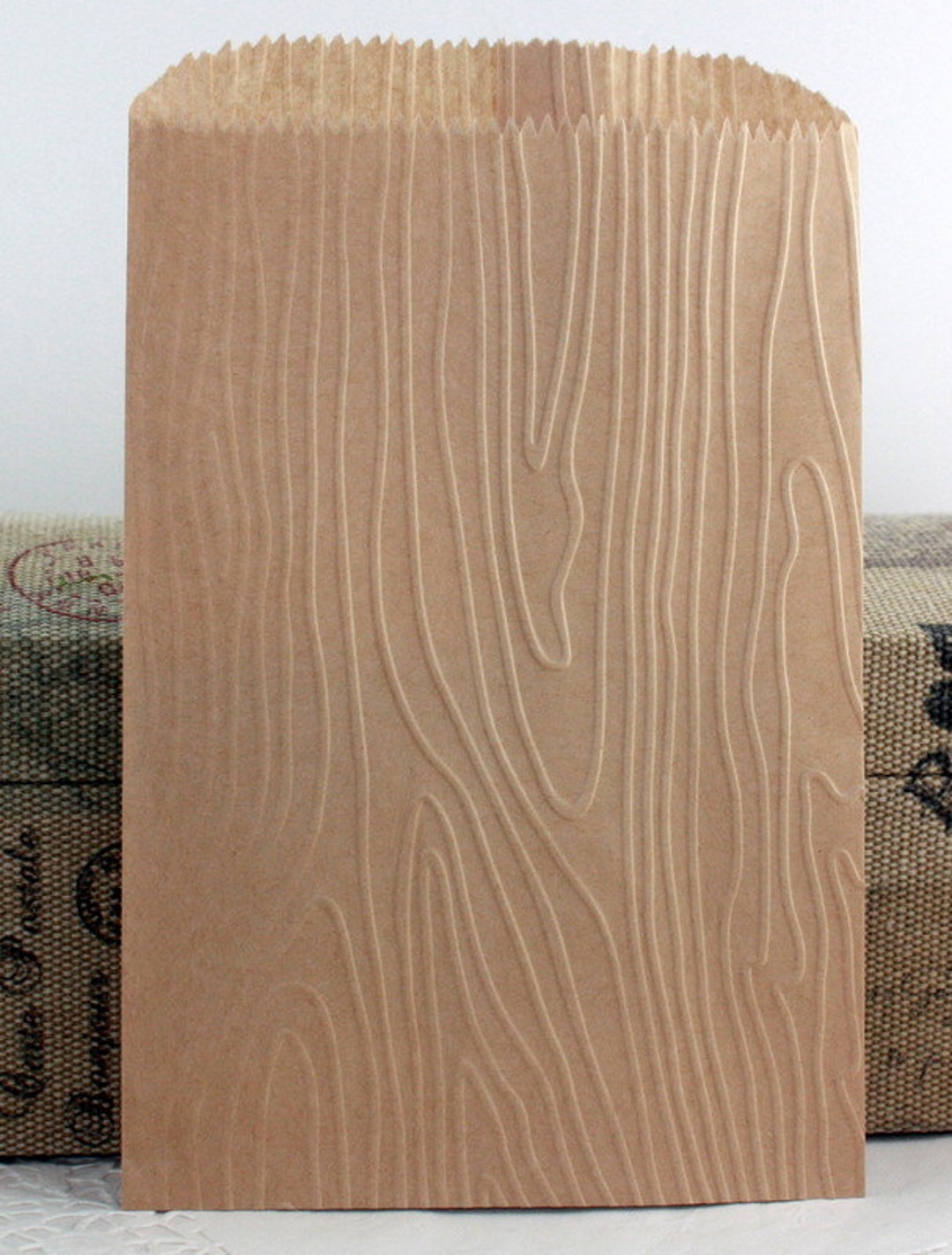 20 Woodgrain Embossed Paper Bags 6x9, Choice of Colors, Weddings ...