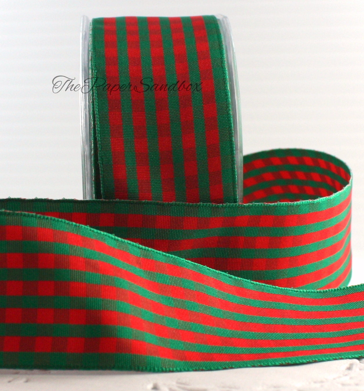 Red/green Check Ribbon 1.5" Wide by the Yard - Etsy