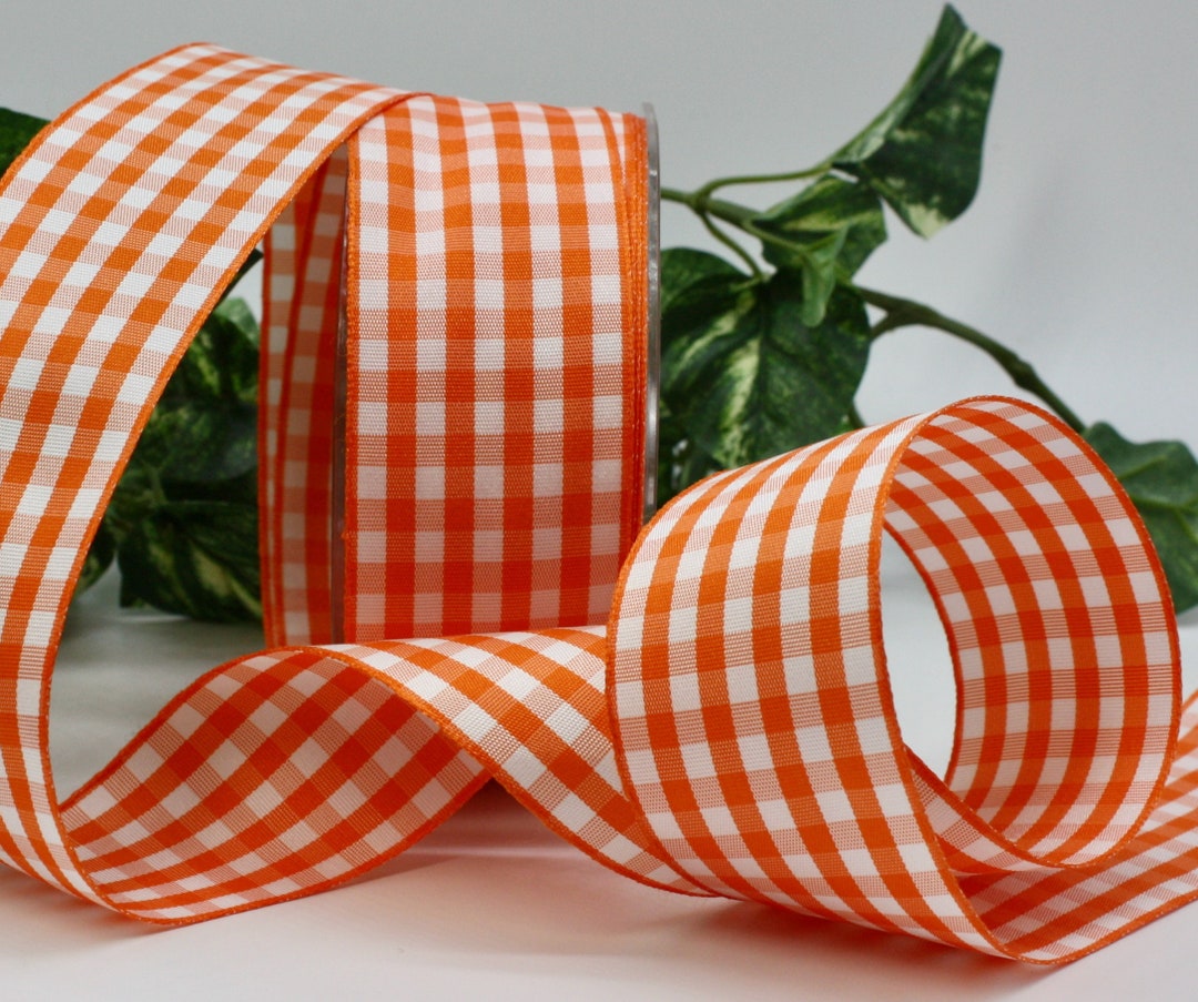 Orange/white Gingham Check Ribbon 1.5" Wide BY THE YARD - Etsy