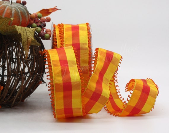 Wired Orange/yellow Plaid Ribbon 1.5 Wide BY THE YARD - Etsy