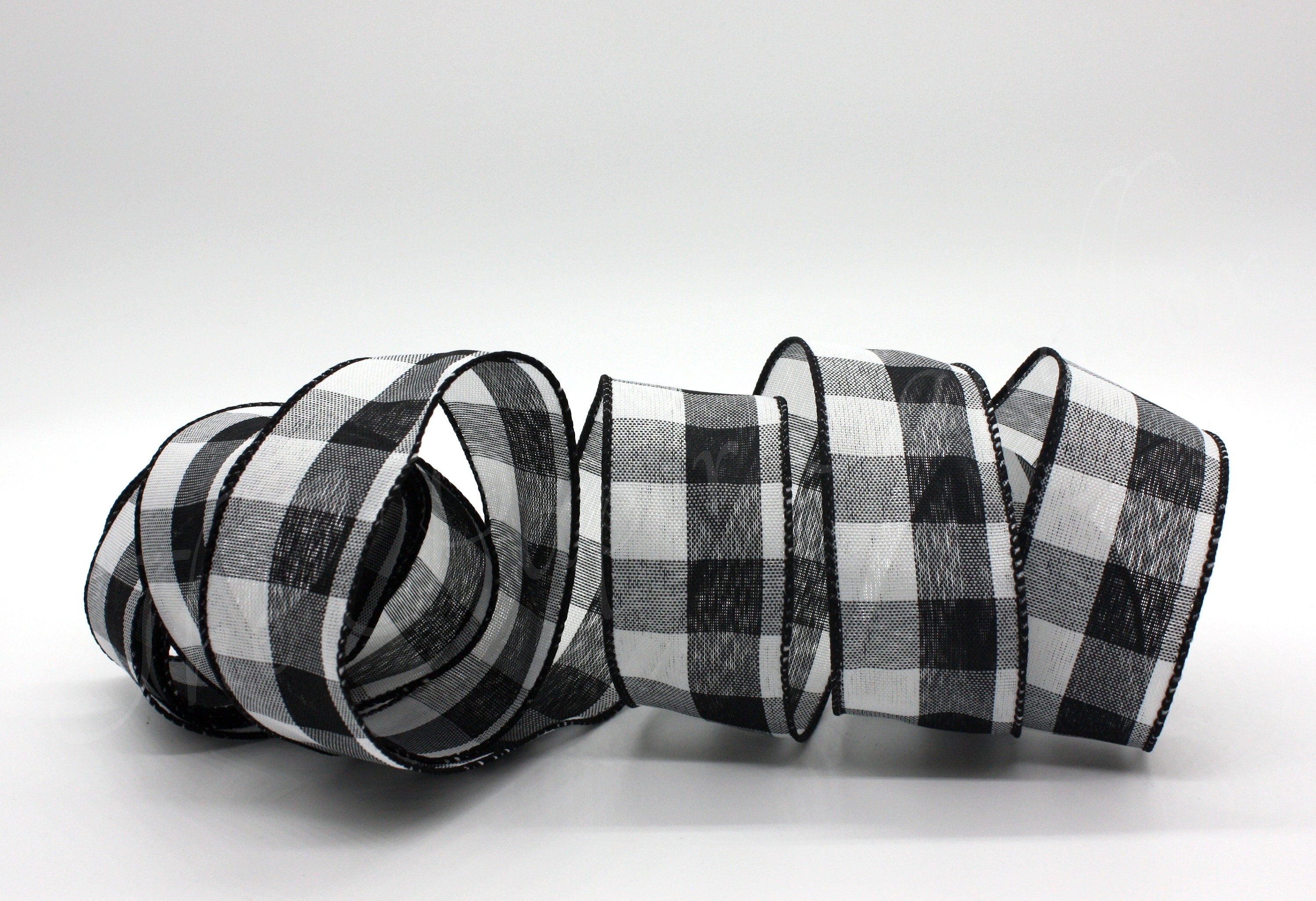 Wired Black/white Buffalo Plaid Ribbon 1.5 Inches Wide - Etsy