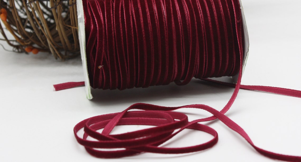 Burgundy Velvet Ribbon 1/8 Wide BY THE YARD - Etsy