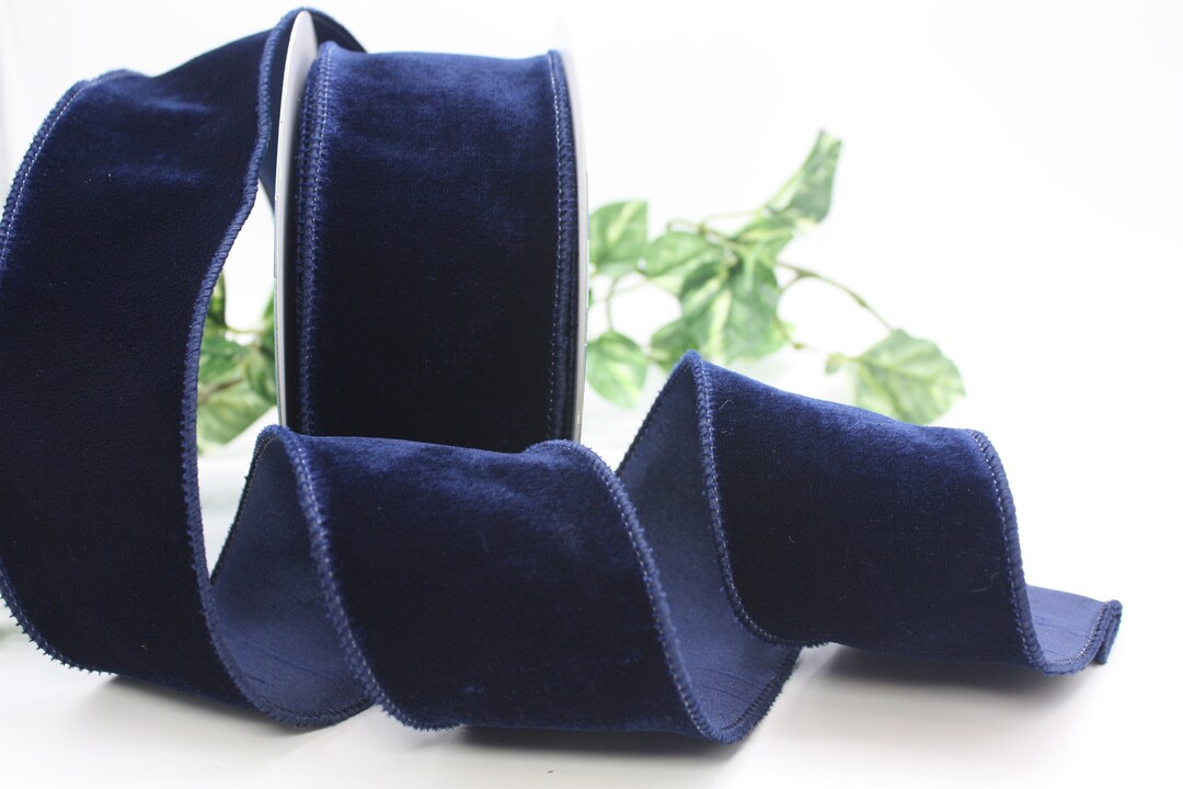 Wired Navy Blue Velvet Ribbon 2.5 Wide BY THE YARD - Etsy