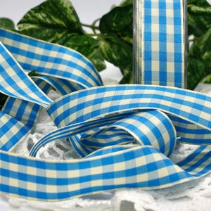 French Blue Gingham Ribbon: Ivory Check, 7/8" Wide - Etsy