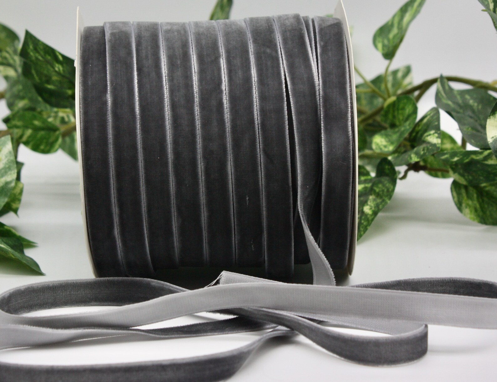 Charcoal Gray Velvet Ribbon 3/8 wide BY THE YARD | Etsy