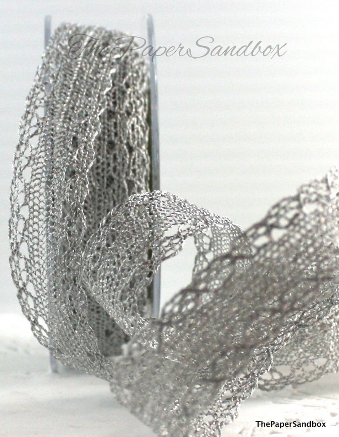 Silver Metallic Lace Ribbon 5/8” Wide BY THE YARD, Silver Metallic Trim ...