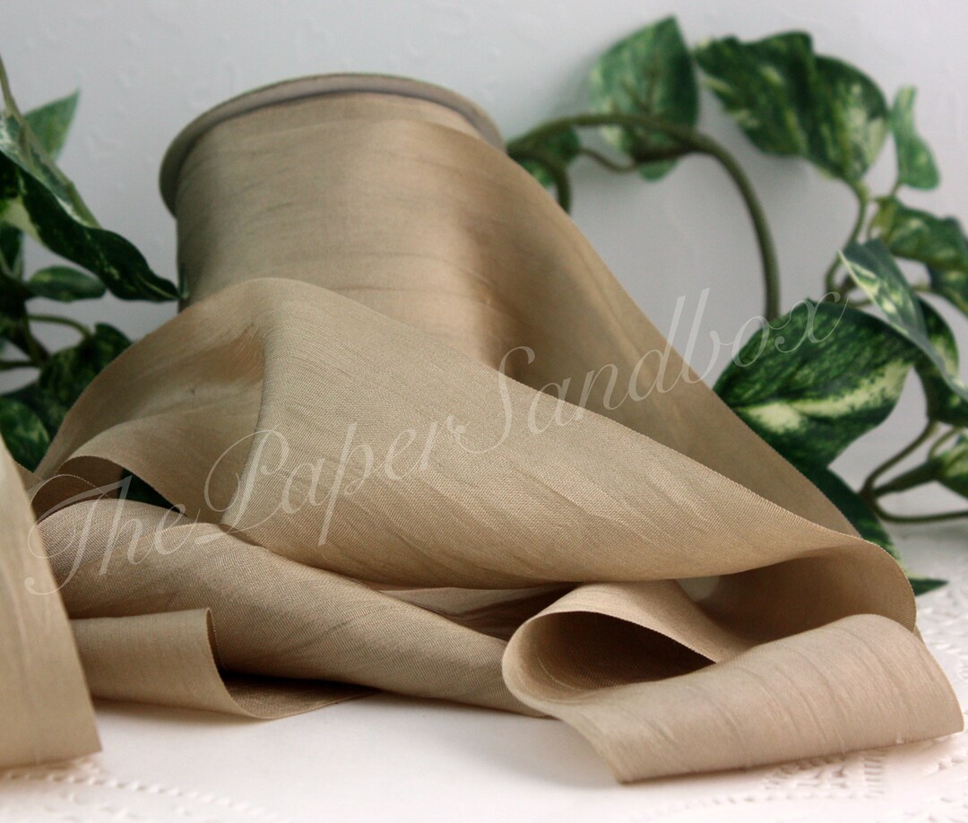 Taupe Silk Ribbon 2” Wide BY THE YARD, Beige Silk Ribbon - Etsy