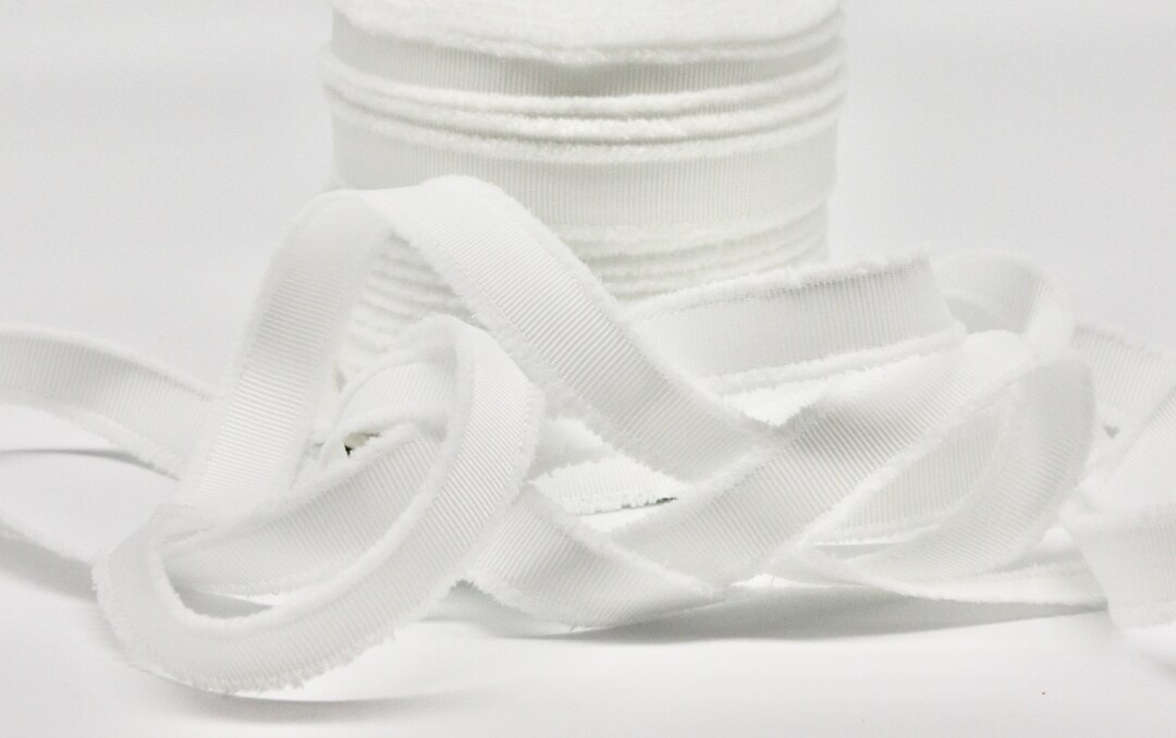 White Frayed Grosgrain Ribbon 5/8 Wide BY THE YARD - Etsy