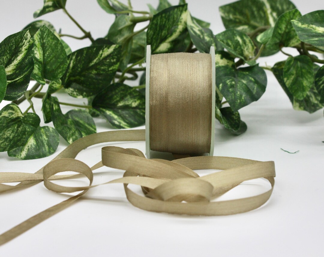 Taupe Silk Ribbon 1/4” Wide BY THE YARD, Beige Silk Ribbon,hand Dyed ...