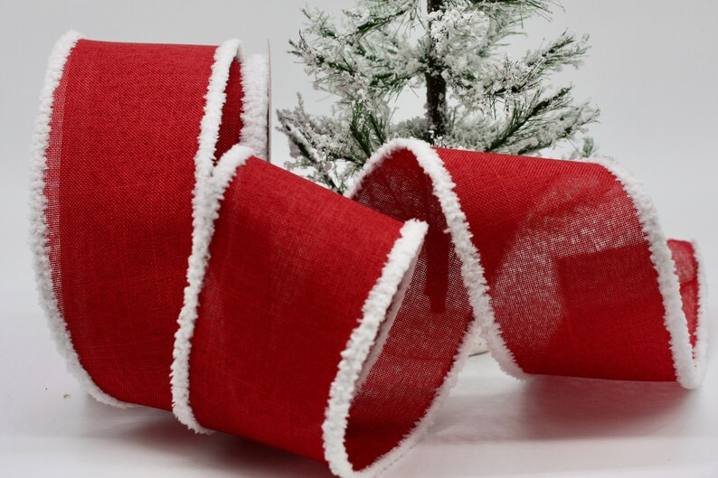 Wired Red Jute Ribbon Faux Fur Trim 2.5 Wide BY THE YARD - Etsy