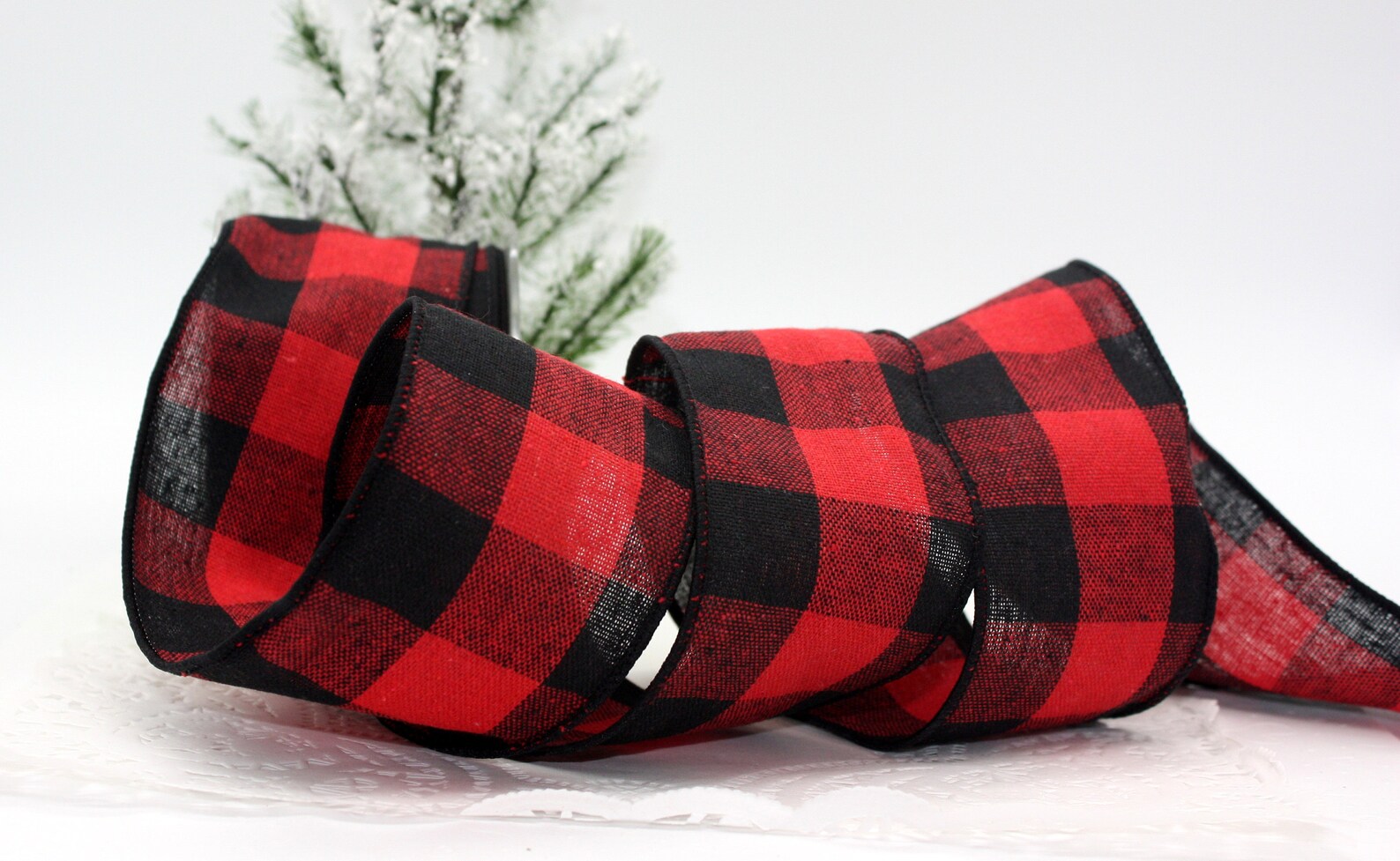 Wired Black/white Buffalo Plaid Ribbon 2.5 Wide BY THE - Etsy