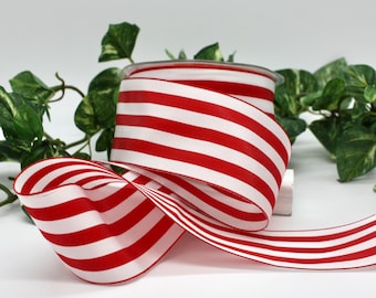 Vertical Stripe Red/white Royal Burlap Wired Ribbon 2.5" X 10 Yards ...