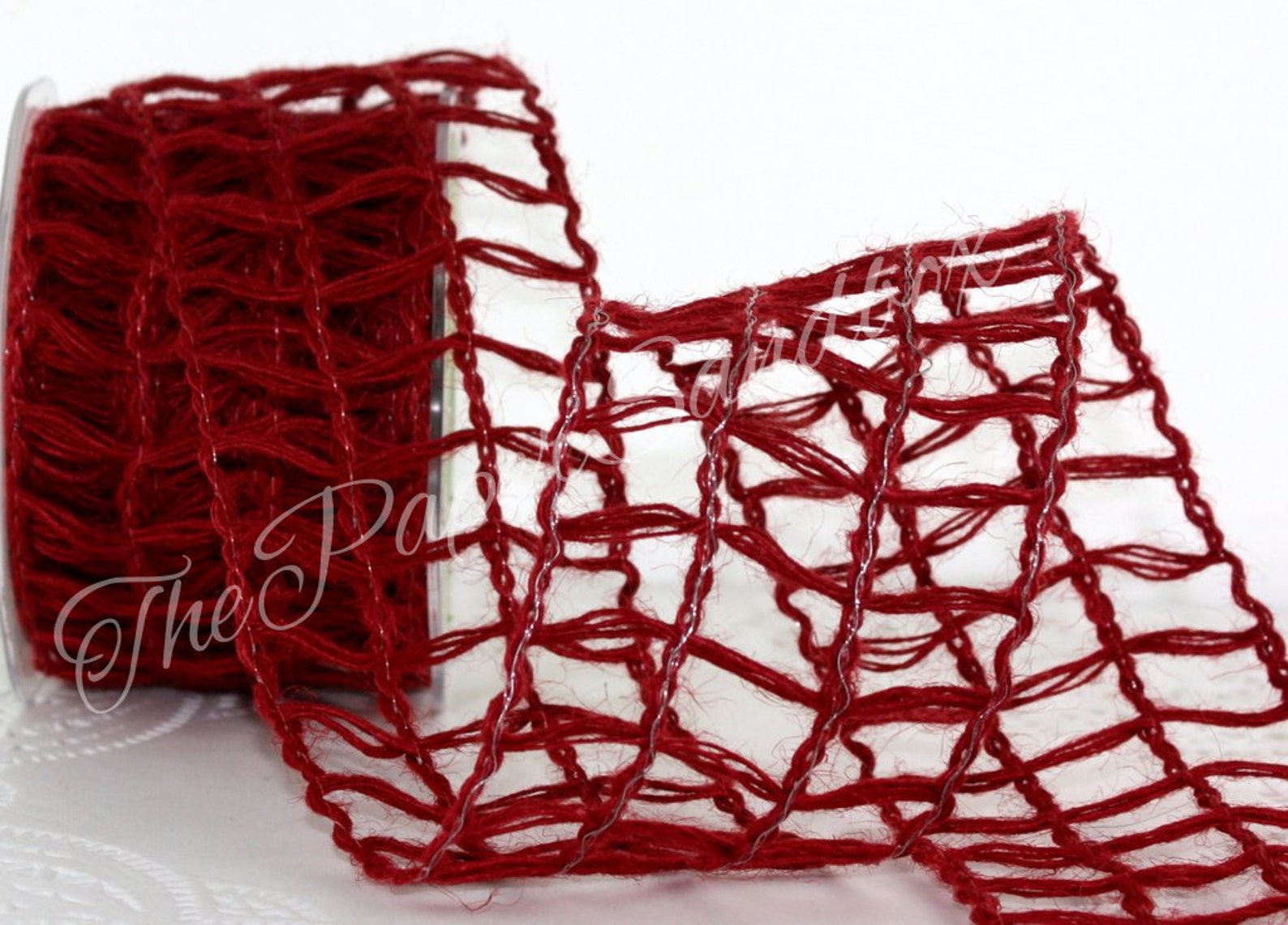 Wired Natural Windowpane Burlap Ribbon 2.5" Wide BY THE YARD - Etsy