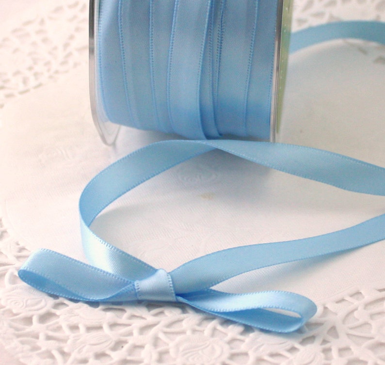 Light Blue Satin Ribbon 3/8 Wide by the Yard Double Faced - Etsy
