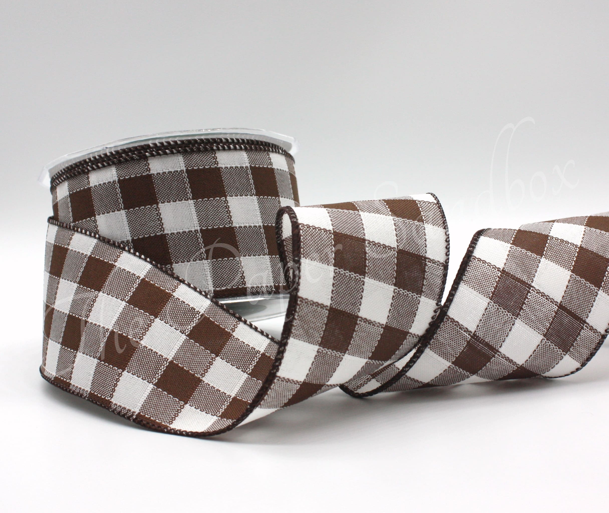 Wired Brown/white Buffalo Plaid Ribbon 2.5” Wide BY THE YARD - Etsy