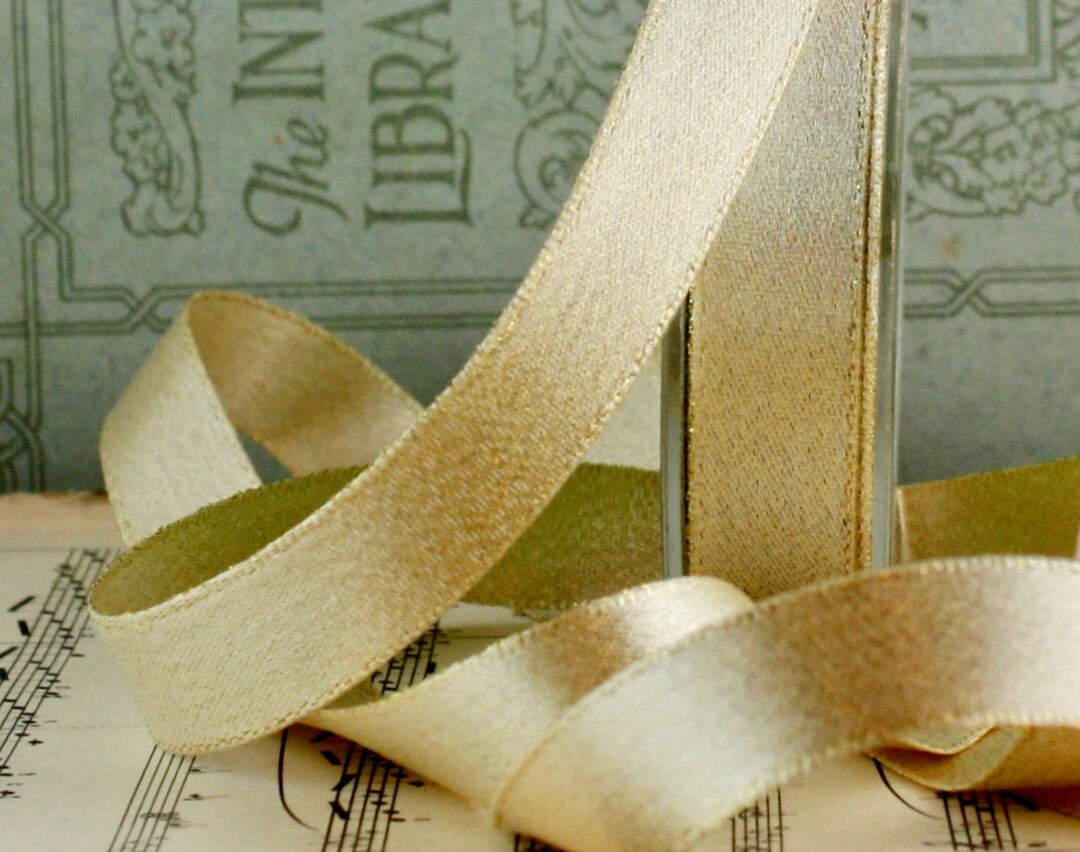 Pale Gold Shimmer Ribbon 5/8” Wide BY THE YARD, Gold Sparkle Ribbon - Etsy