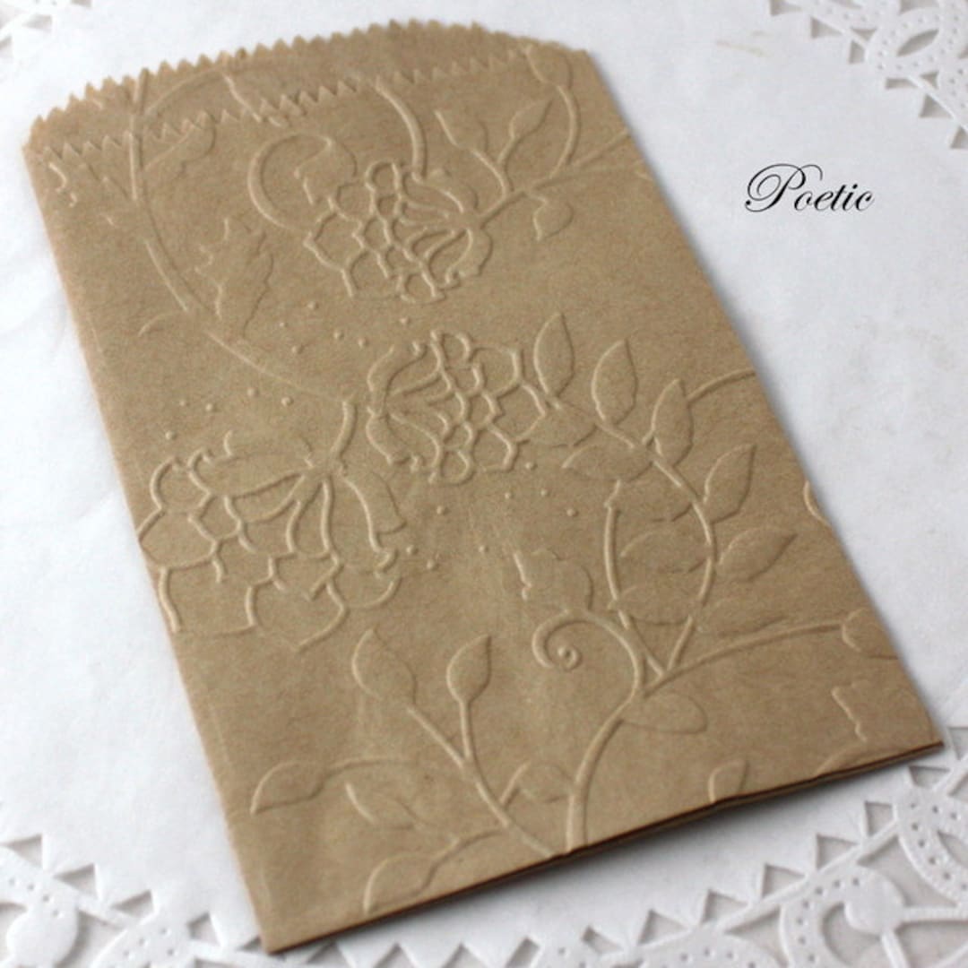 20 Poetic Floral Embossed Favor Bags, Choice of Size/style - Etsy