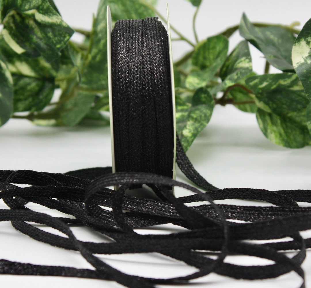 Black Metallic Flat Braided Trim 3/16" Wide BY THE YARD - Etsy
