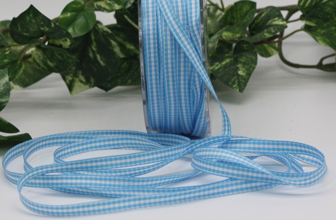 Blue/white Gingham Check Ribbon 1/4" Wide BY THE YARD - Etsy