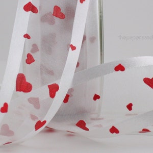 Sheer Red Heart Ribbon 1.5” Wide BY THE YARD - Etsy