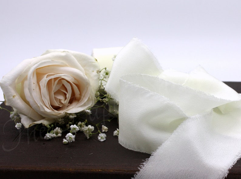 Gray Frayed Silk Ribbon 2 Wide by the Yard | Etsy