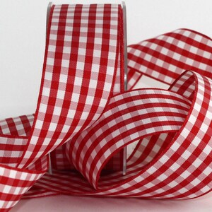 Red/white Gingham Check Ribbon 1.5" Wide BY THE YARD - Etsy