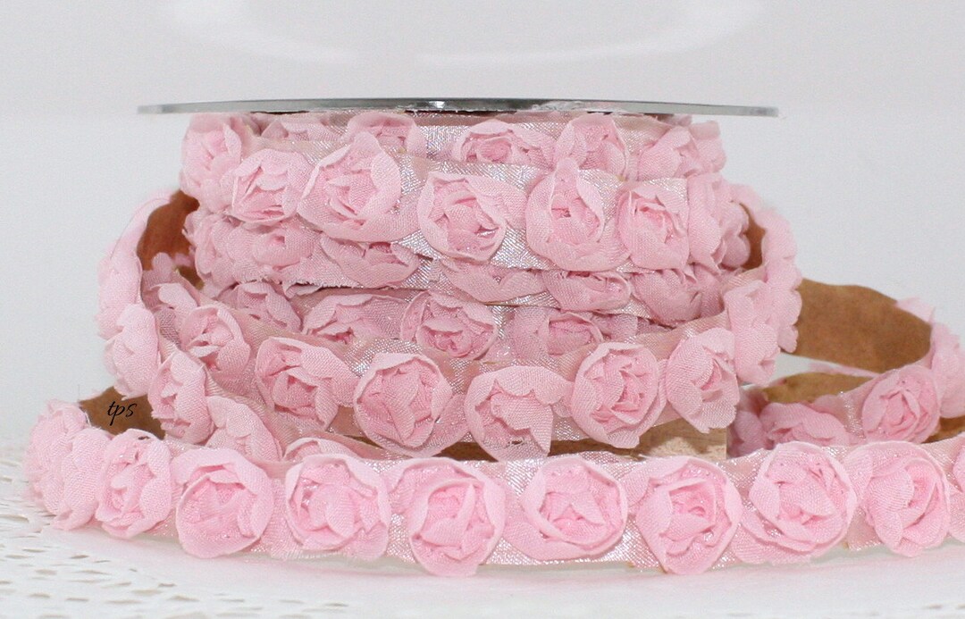 Pink Stick on Rosette Trim 5/8" Wide by the Yard, Adhesive Ribbon - Etsy