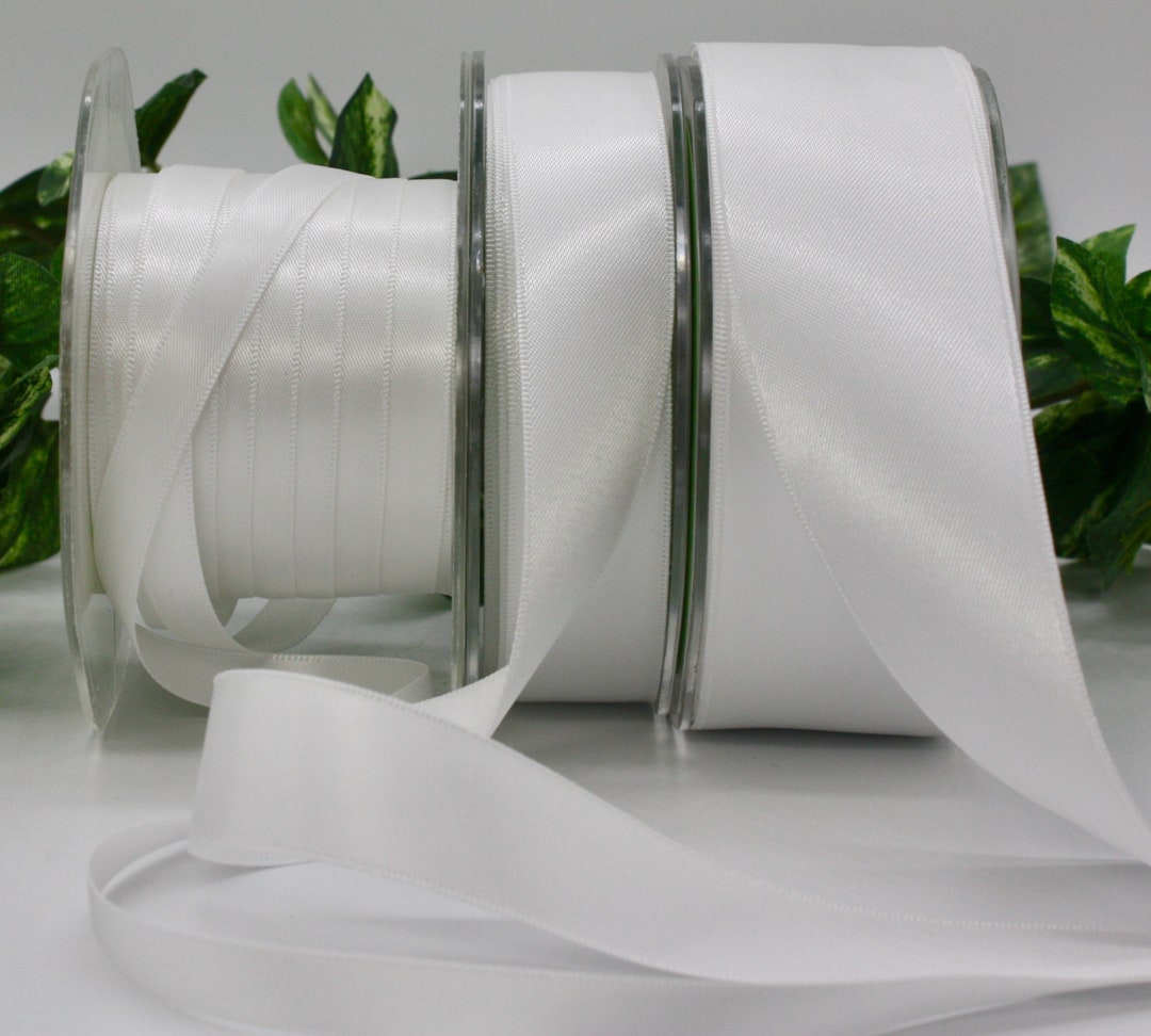 White Double Faced Satin Ribbon: 1/8" - 2.5" Wide - Etsy