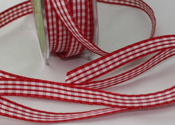 Red/white Check Ribbon 3/8 Wide by the Yard Gingham - Etsy