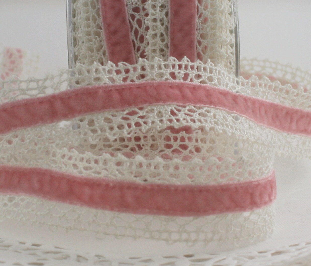 Brown Velvet & Crochet Lace Ribbon 1 wide by the yard | Etsy