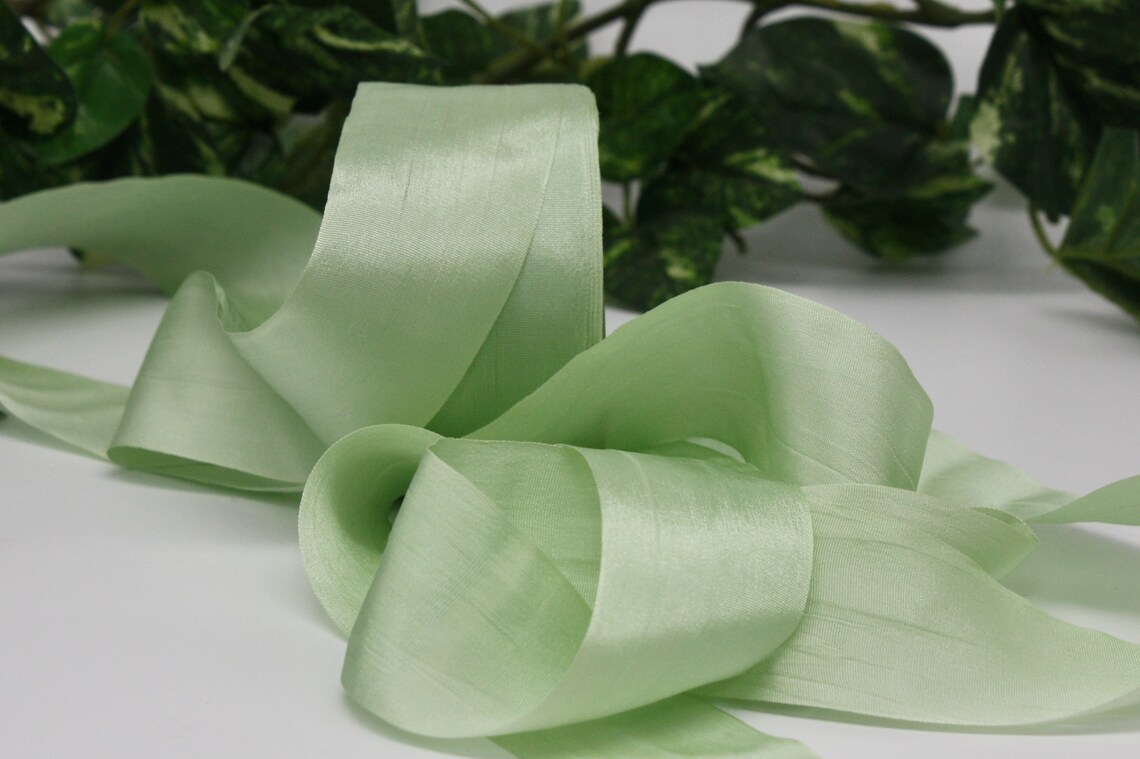 Pale Green Silk Ribbon 1.25 Wide by the Yard Pantone - Etsy
