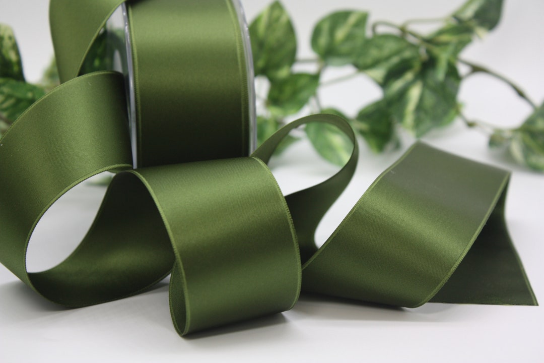 Moss Green Satin Ribbon 1.5" Wide BY THE YARD Double Faced Swiss Satin ...
