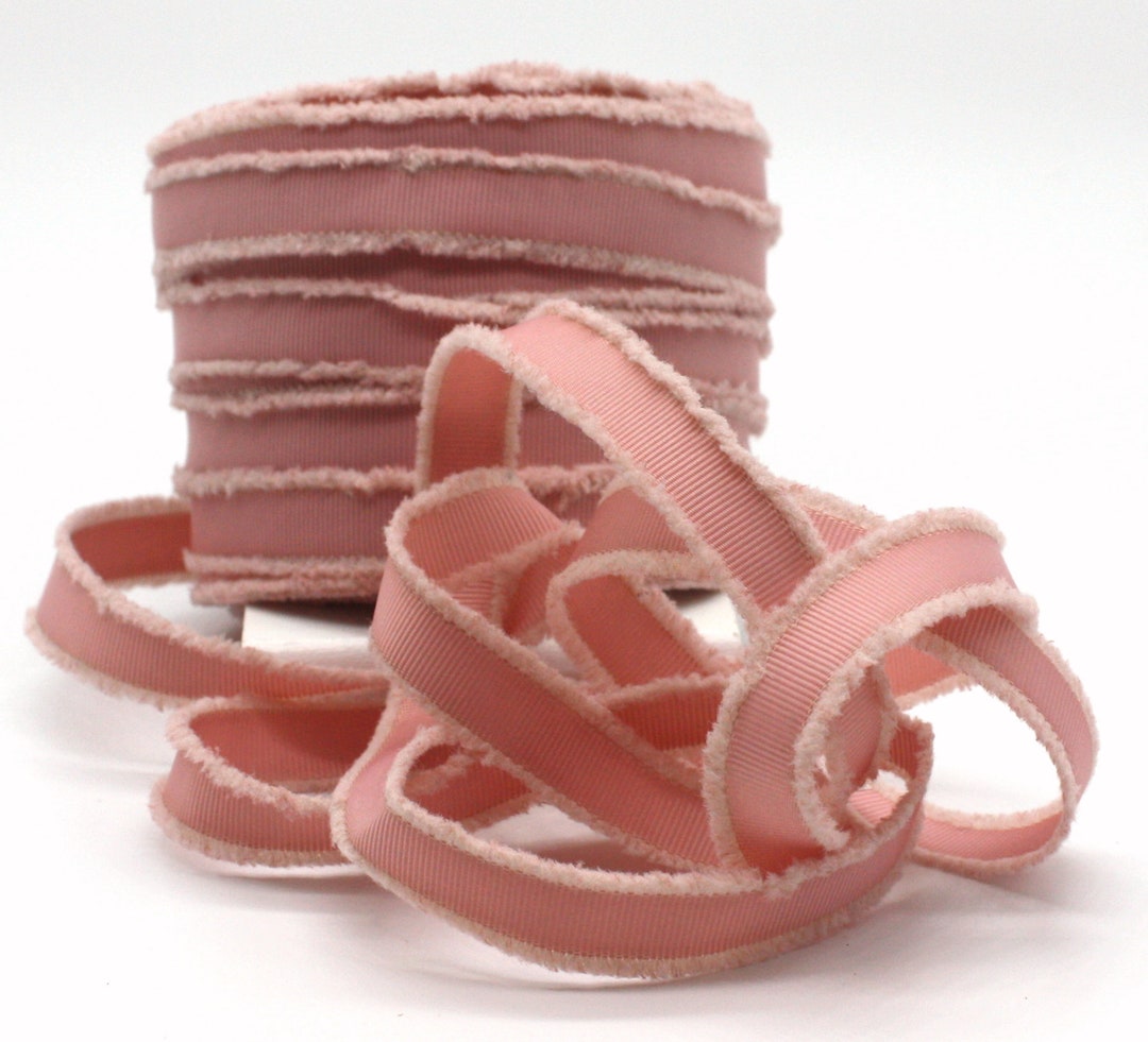 Blush Pink Frayed Grosgrain Ribbon 5/8” Wide BY THE YARD - Etsy