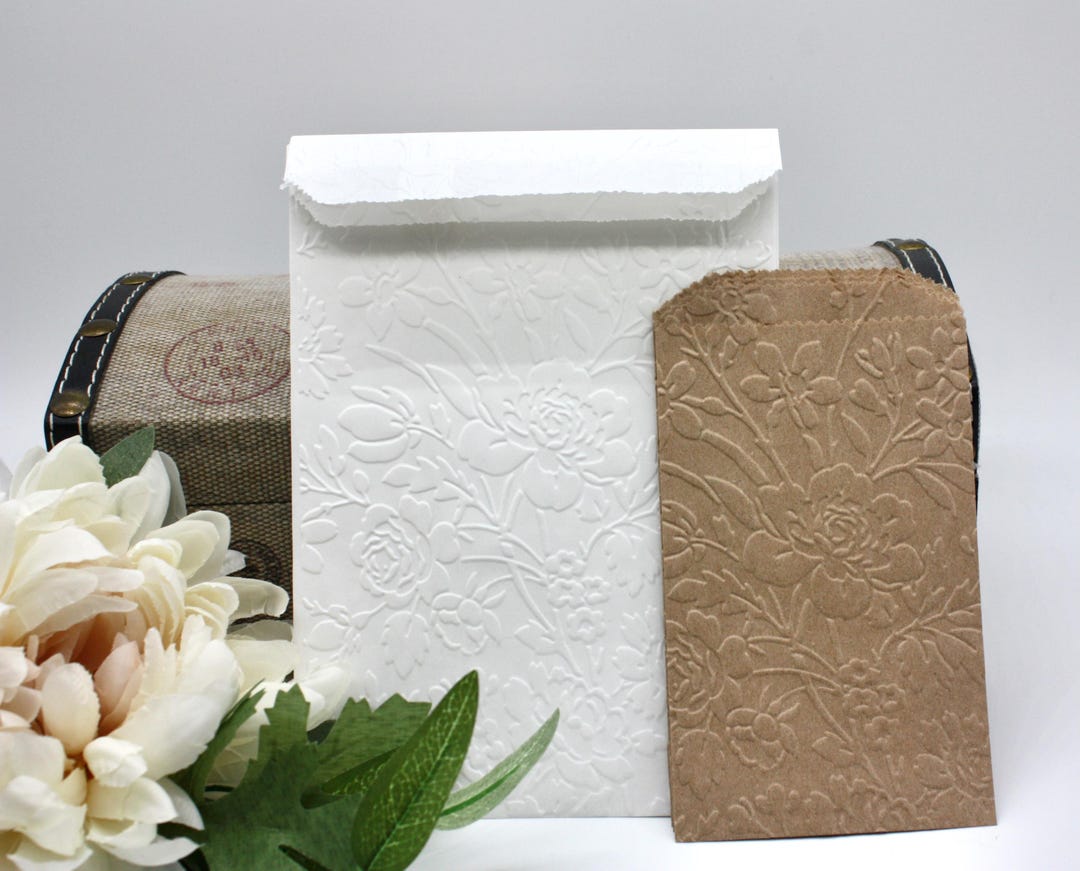20 Wildflower Embossed Paper Bags, Choice of Size/style - Etsy