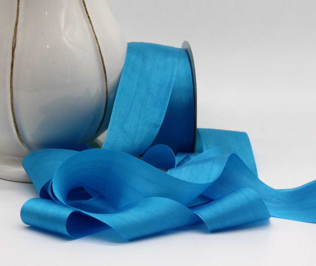 Turquoise Blue Silk Ribbon 1.25 Wide BY THE YARD, Pantone Atomic Blue ...