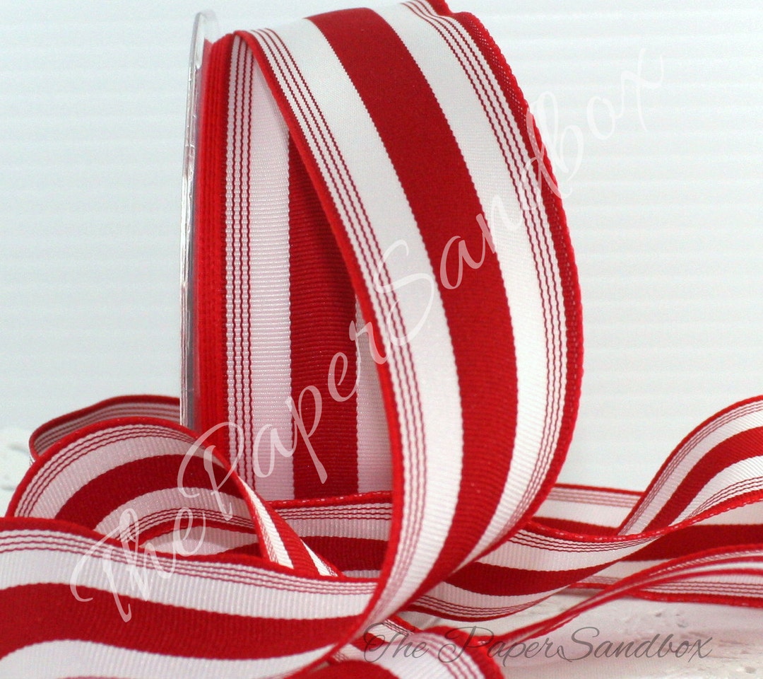 Red/white Stripe Ribbon 1.5 Inches Wide BY THE YARD - Etsy