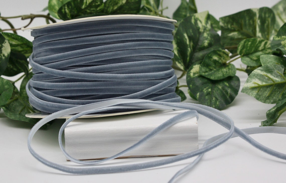 Dusty Blue Velvet Ribbon 1/8 3.175mm Wide BY THE - Etsy