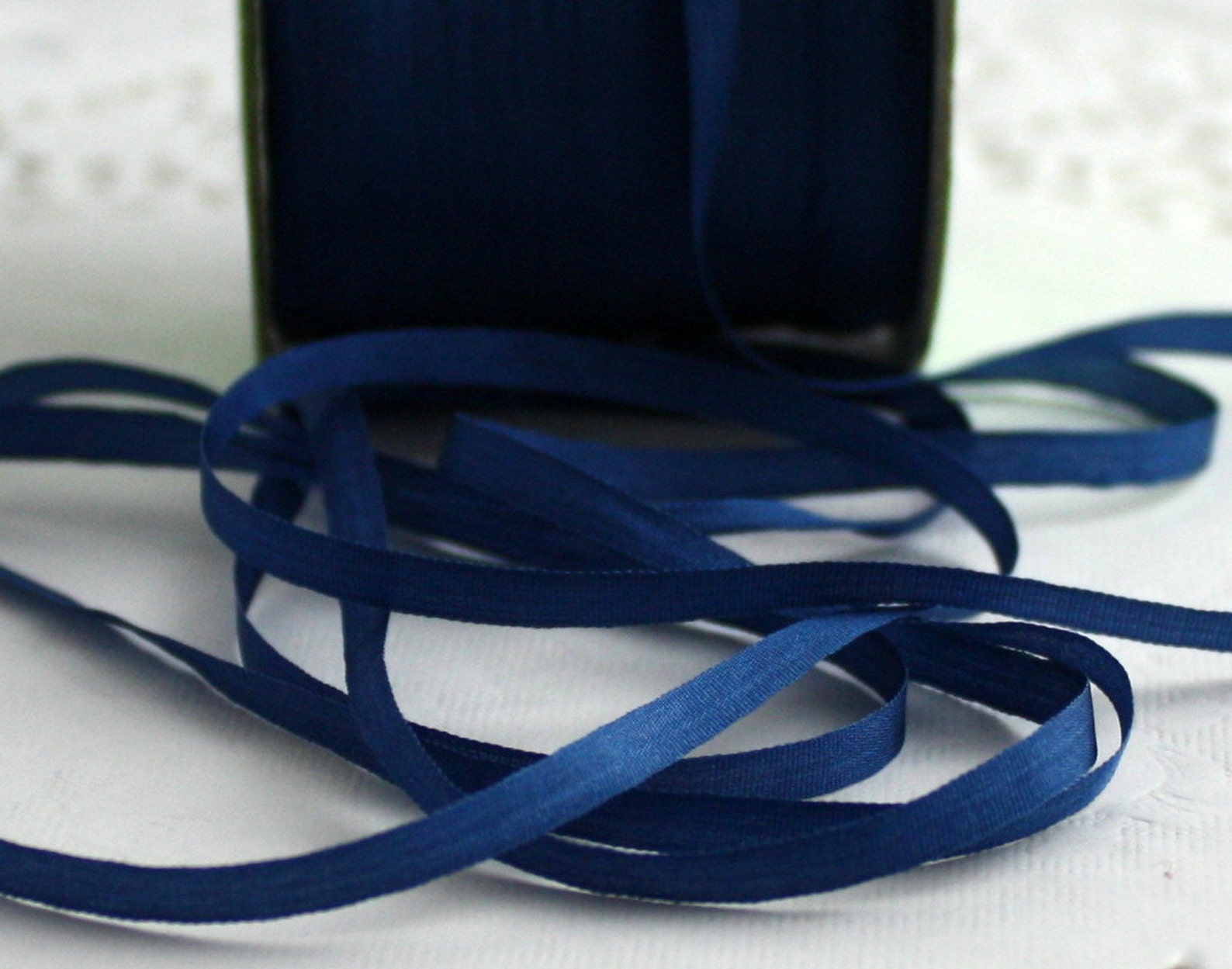 2 Yards Navy Blue Silk Ribbon 1/8” Wide, Pantone 2020 Classic Blue - Etsy