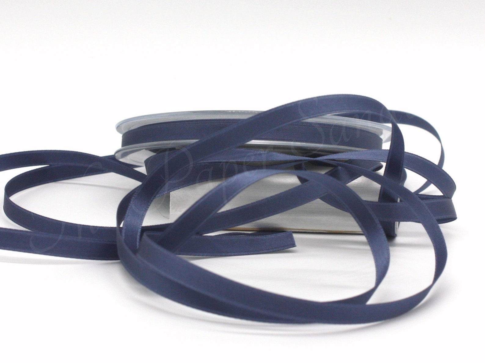 Slate Blue Satin Ribbon 1/4 Wide BY THE YARD Steel Bue Satin | Etsy