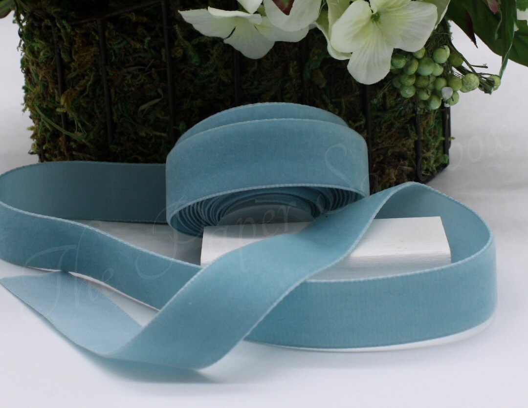 Sky Blue Velvet Ribbon: 7/8" Wide, by the Yard - Etsy