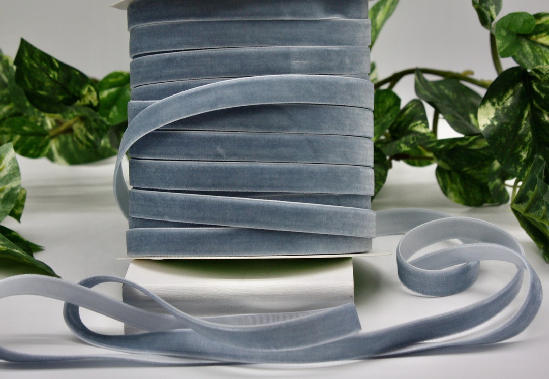 Dusty Blue Velvet Ribbon: 3/8" Wide, by the Yard - Etsy