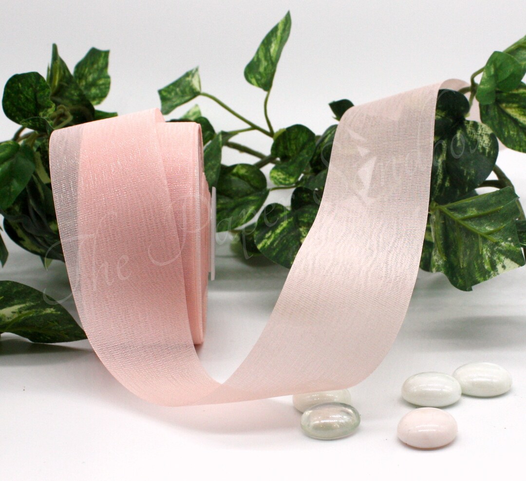 Blush Pink Semi Sheer Shimmer Ribbon 1.5" Wide by the Yard - Etsy