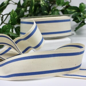 Blue Striped Cotton Ribbon 1.5” Wide BY THE YARD - Etsy