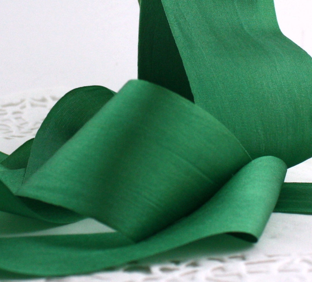 Green Silk Ribbon 1.25 Wide BY THE YARD - Etsy